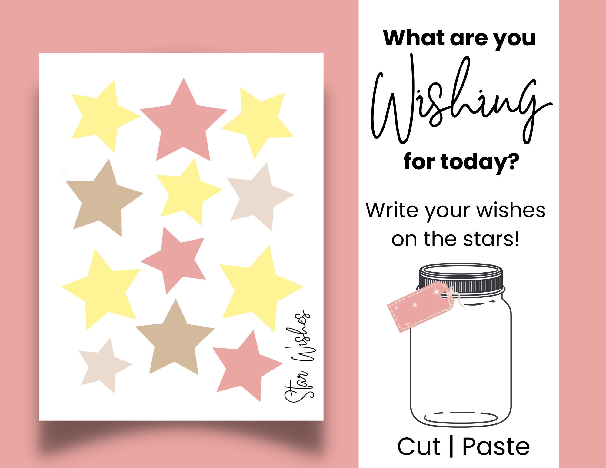 Printable Wish Jar for Vision Board and Activities, New Year Wishes ...