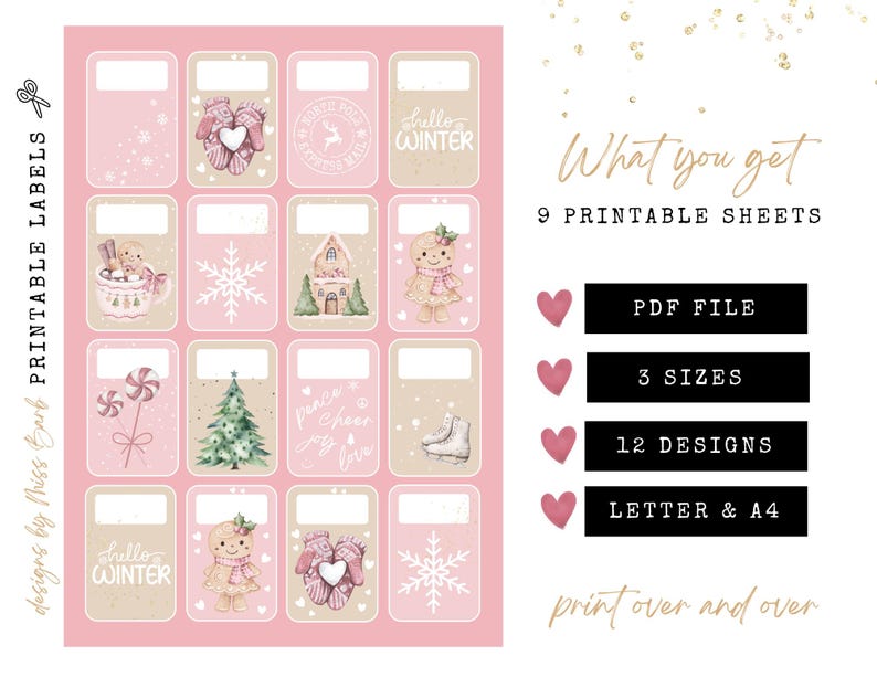 Printable Gift Tags for Christmas and Holiday Gifts, Sticker Labels ...