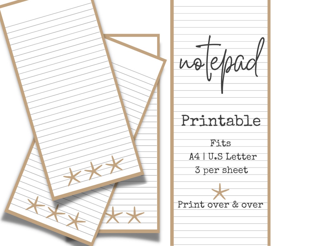 Printable Notepad for Lists, To-do and Grocery Shopping, Office and ...
