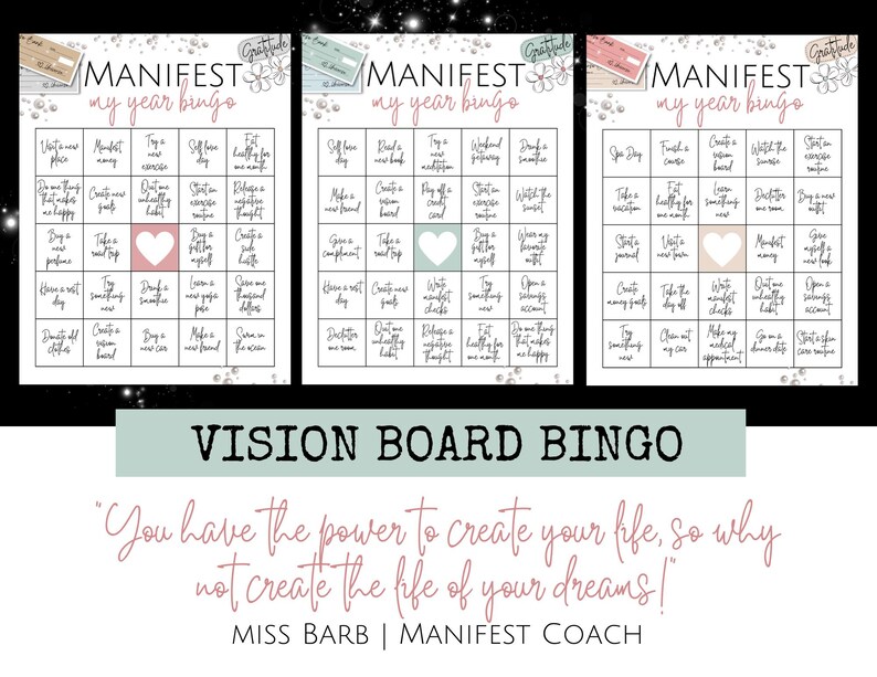 Vision Board Bingo Printable Cards for Manifesting Your Dream Life ...