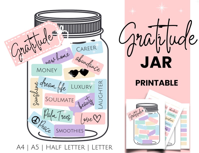 Gratitude Jar Vision Board Printable to Manifest Abundance - Etsy
