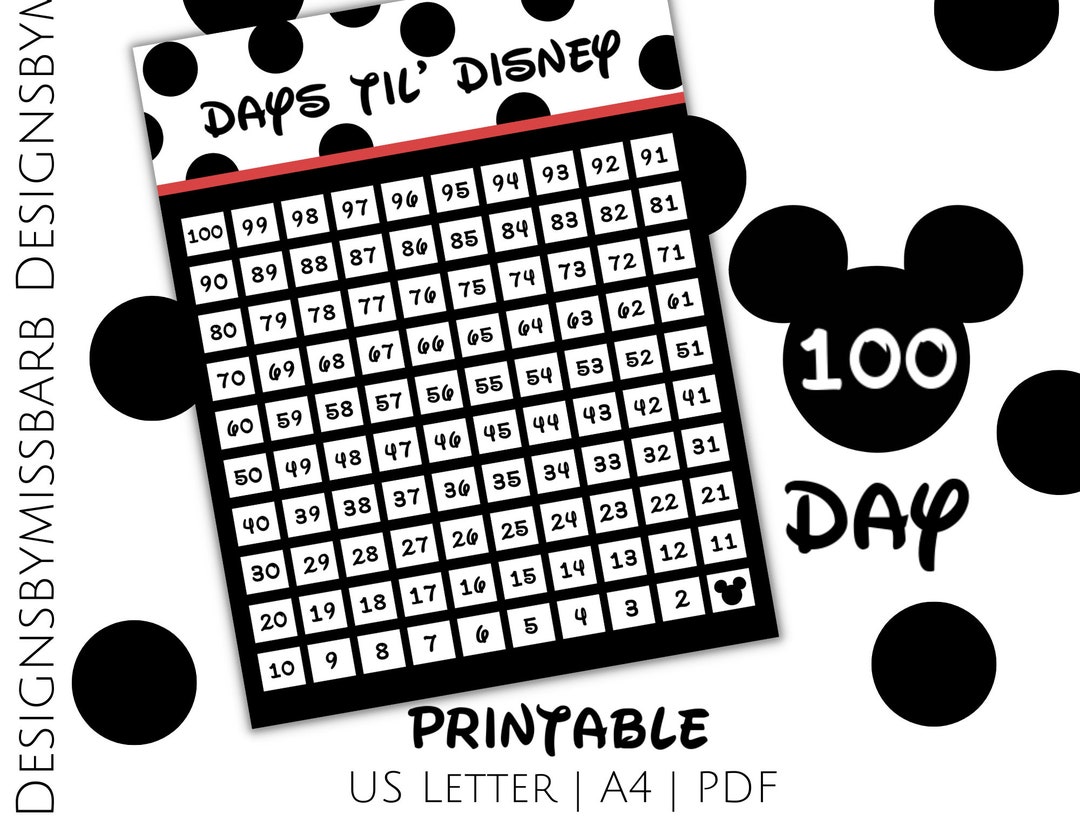 Printable Countdown to Your Magical Vacation, 100 Day Vacation ...