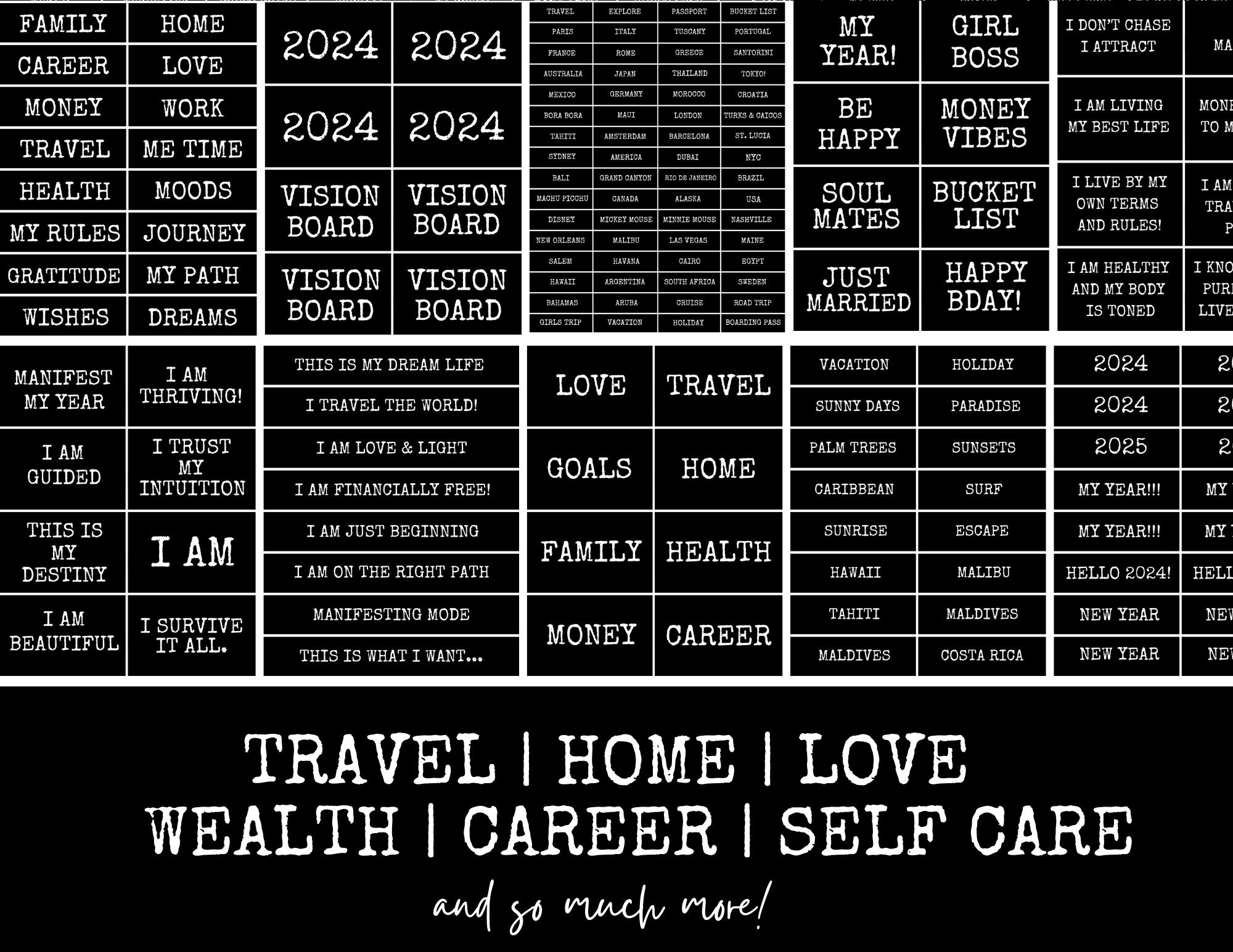 2024 Vision Board Words Phrases and Affirmations Printable Kit - Etsy ...