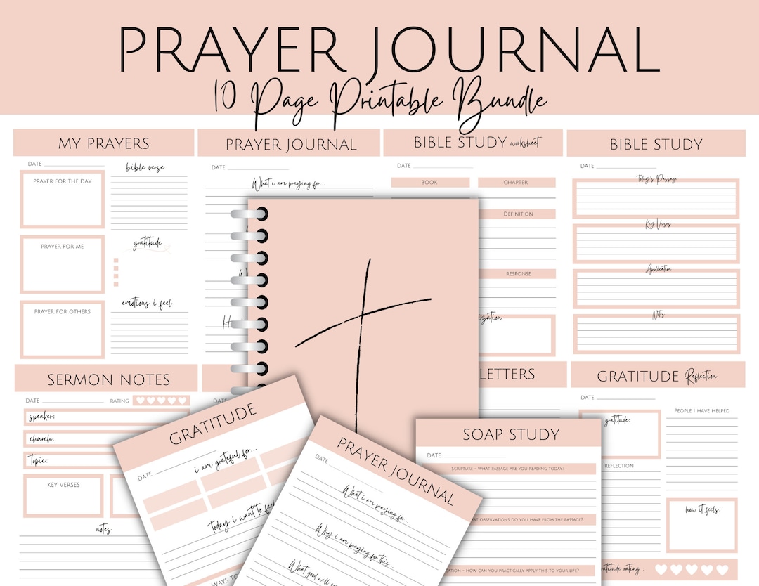 Prayer Journal Printable Bundle With Bible Verse, Gratitude, Prayers ...
