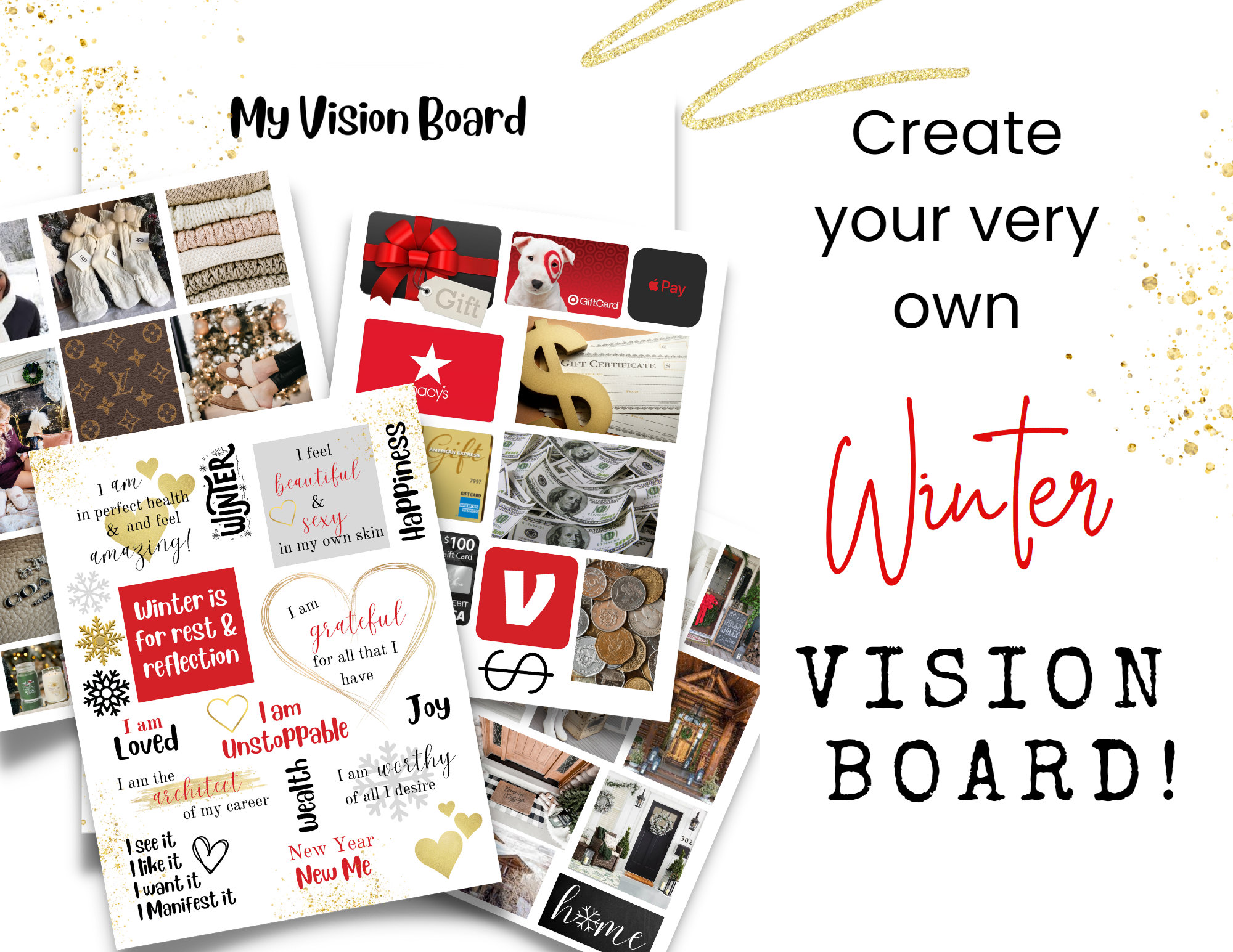 Winter Vision Board Kit Printable Vision Board for Winter - Etsy
