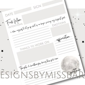 Printable Full Moon Journal Pages for Manifesting With the Moon, Full ...
