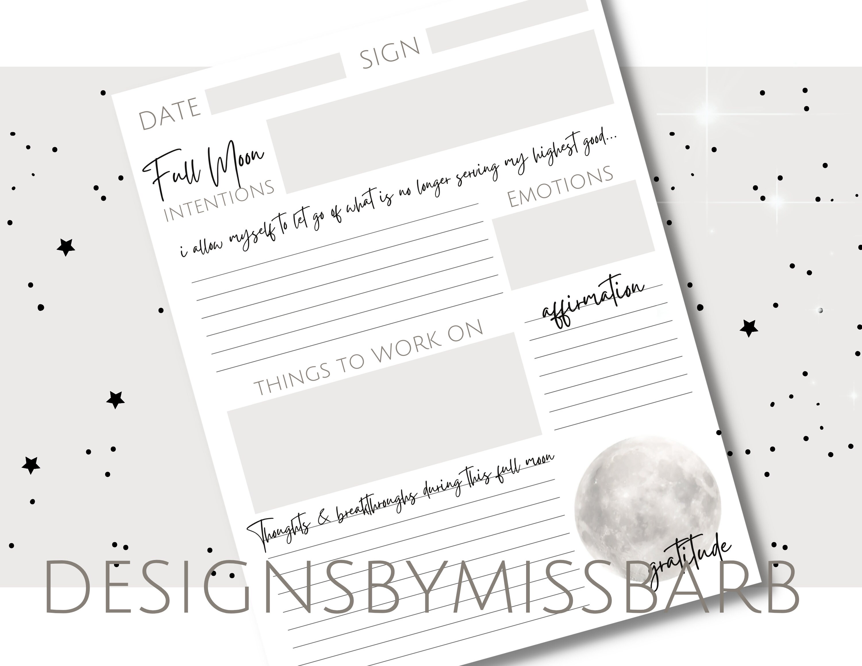 Printable Full Moon Journal Pages for Manifesting With the - Etsy