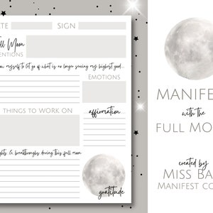 Printable Full Moon Journal Pages for Manifesting With the Moon, Full ...