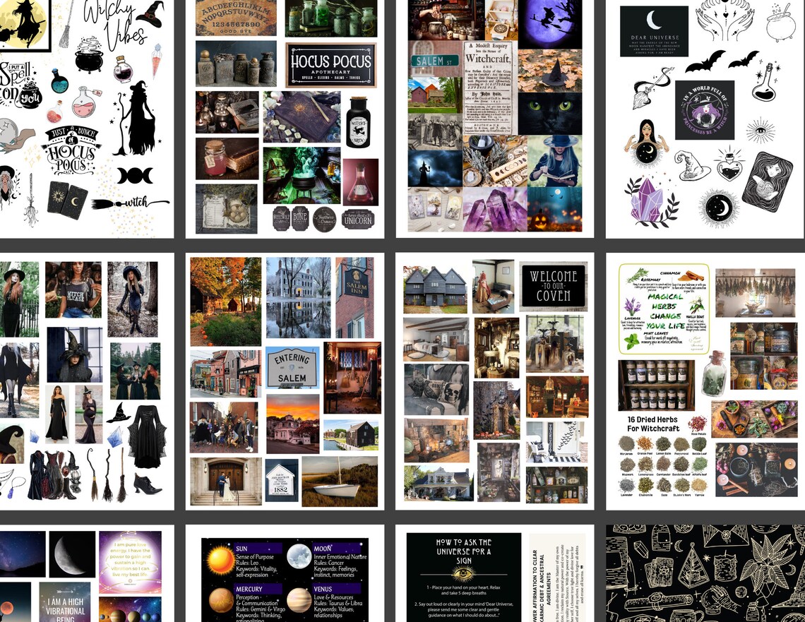 Vision Board Kit Printable, Witch Vision Board for Manifesting, Salem ...