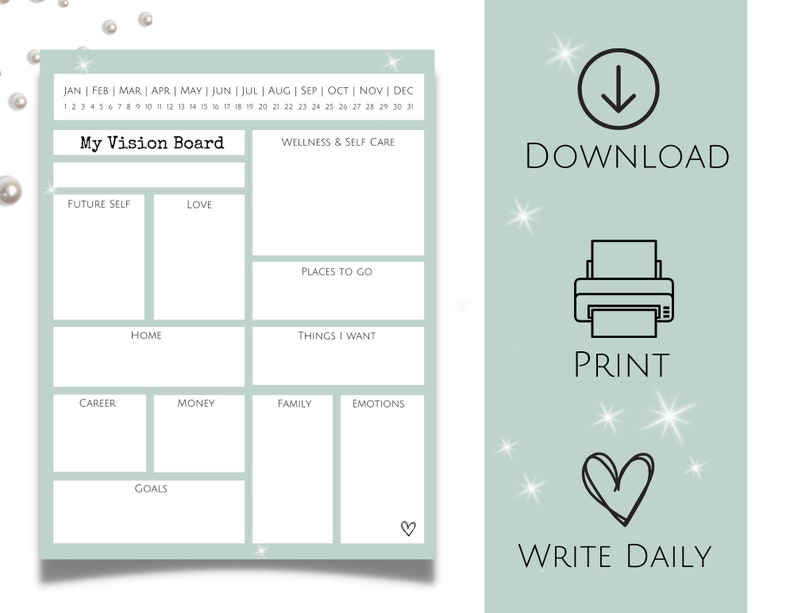 Printable Vision Board Manifesting Notebook New Year Goals - Etsy