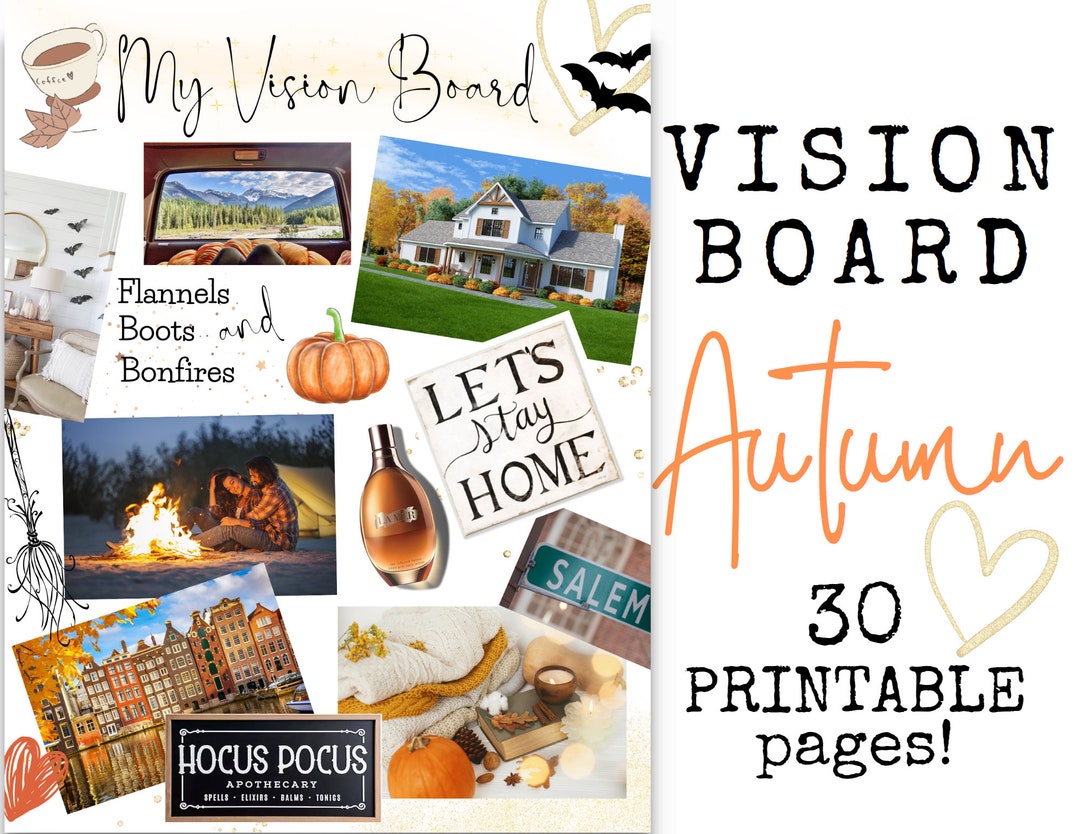 Printable Vision Board Kit, Autumn Vision Board, Printable Manifest ...