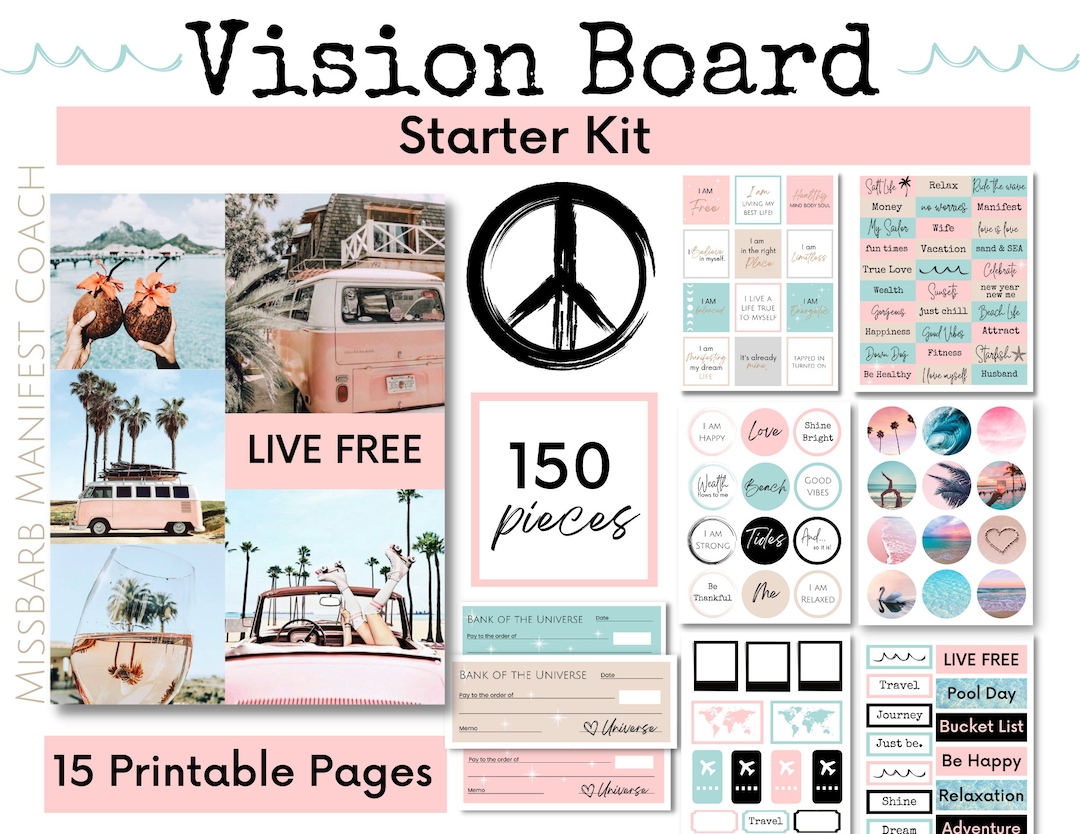 Printable Vision Board Kit With Affirmations, Manifest Checks and ...