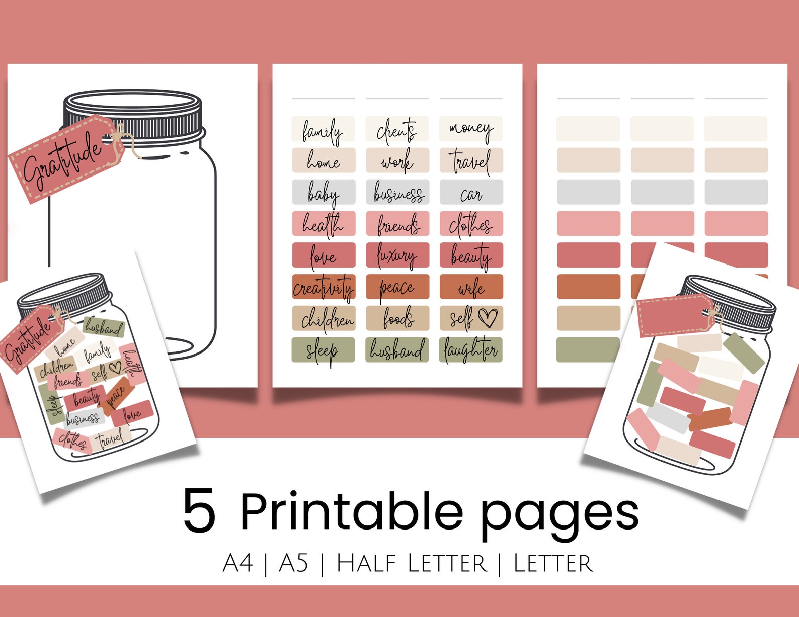 Gratitude Jar Printable, Gratitude Vision Board for Manifesting ...