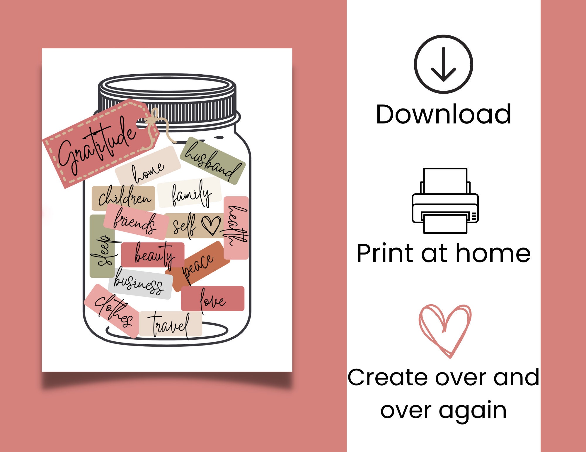 Gratitude Jar Printable Gratitude Vision Board for - Etsy