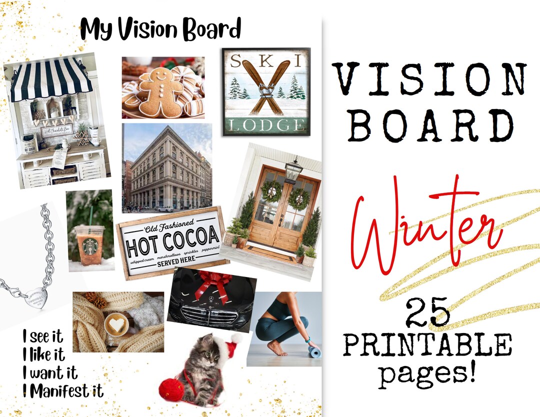 Winter Vision Board Kit, Printable Vision Board for Winter, 100's of ...