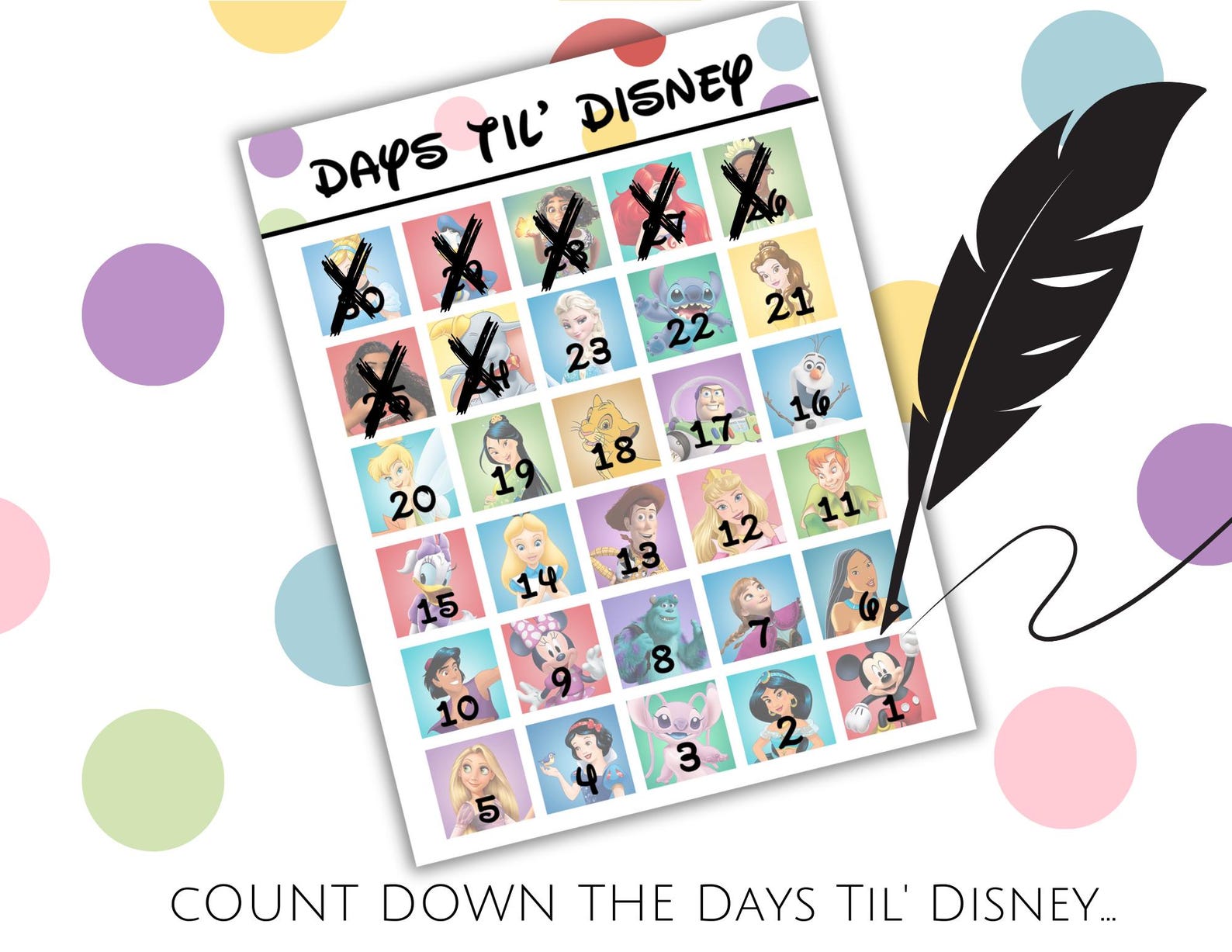 30 Day Countdown Printable, Count Down the Days Until Your Magical ...