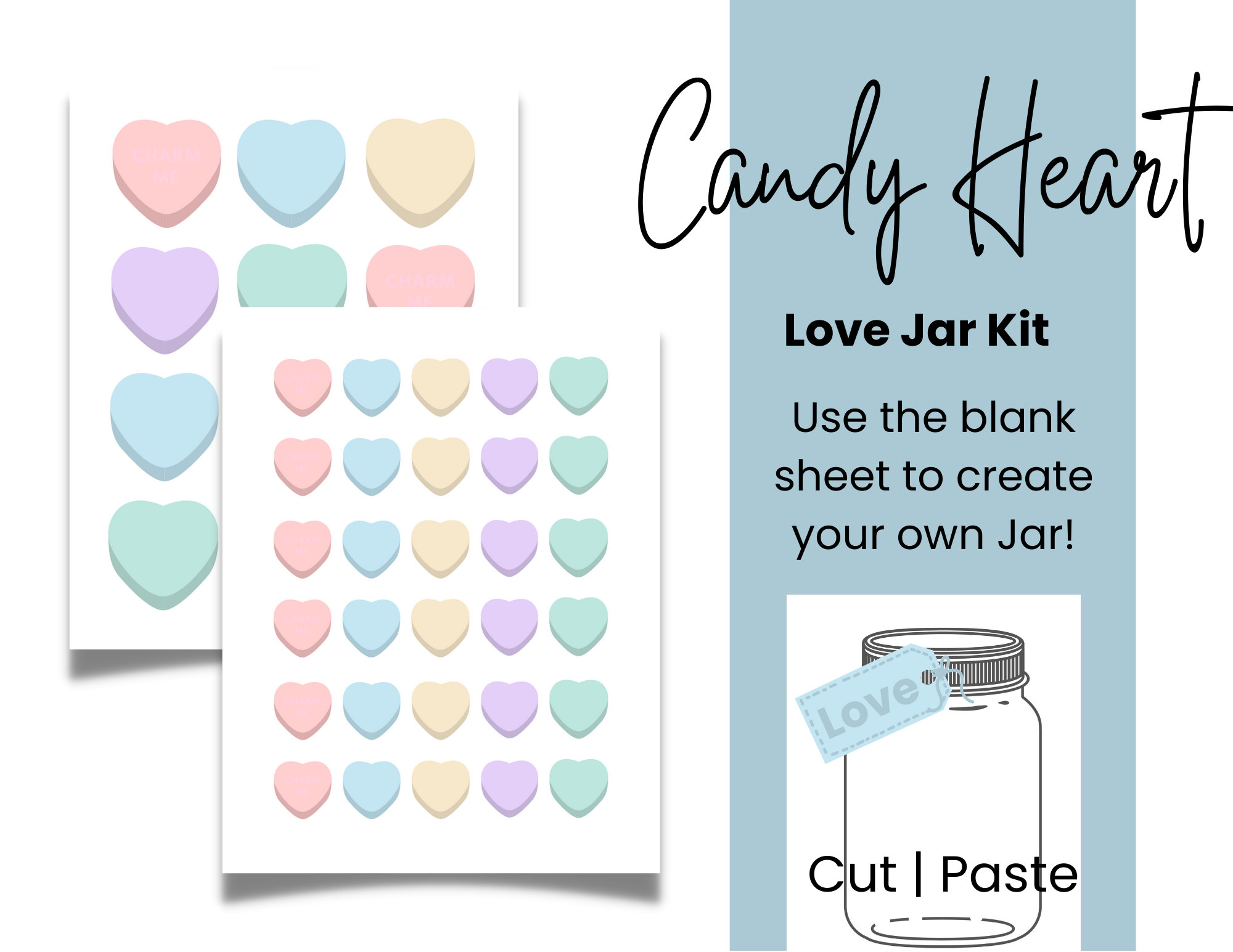 Love Jar Printable With Candy Hearts Valentine Activity for - Etsy