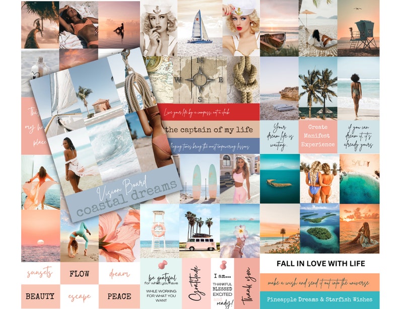 Vision Board Printable Beach Inspired Kit With Photos - Etsy
