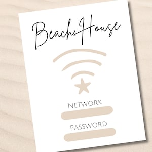 New! Wifi Password Printable Sign for Beach House, Air Bnb Wifi Sign, 4 ...