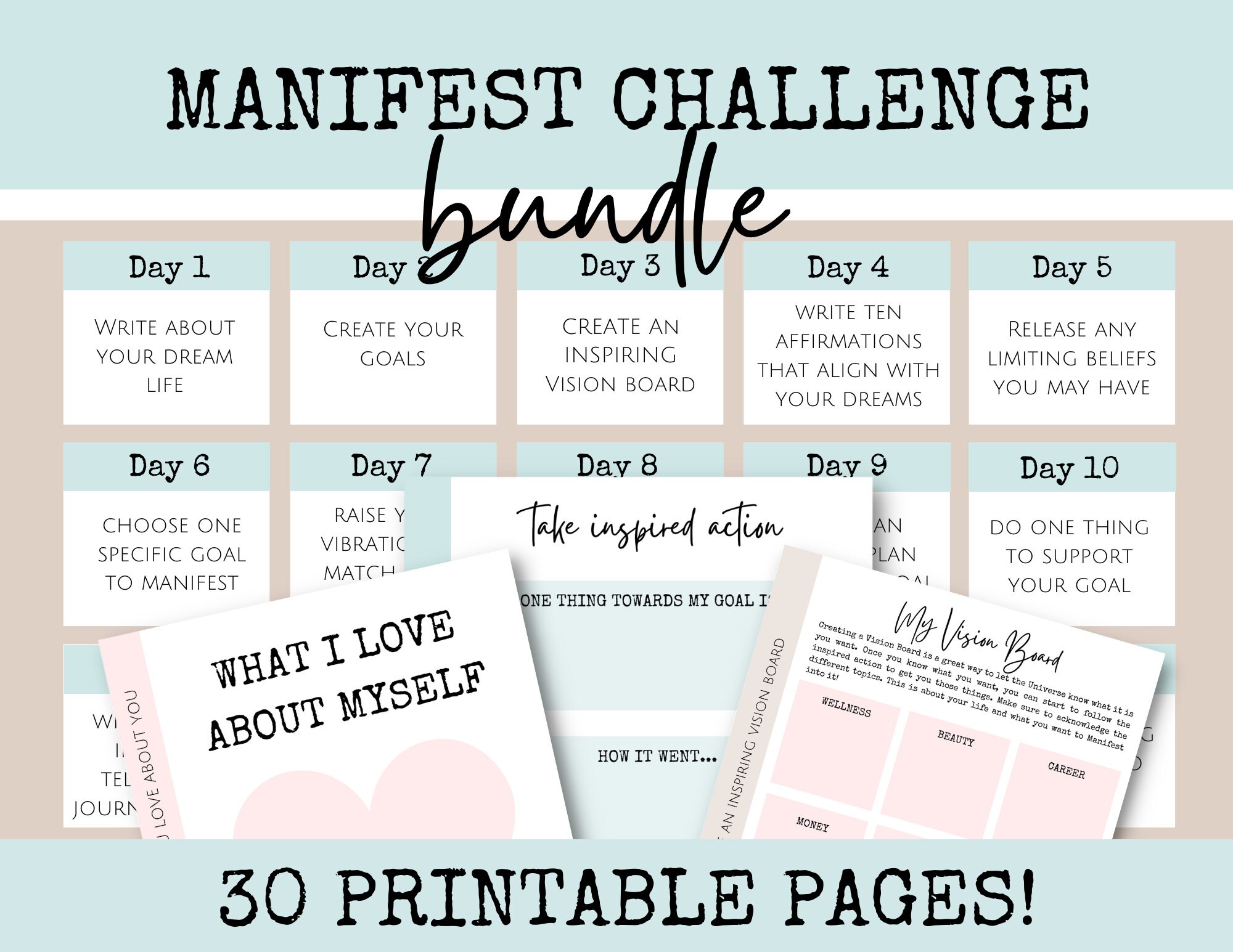 Manifest Kit With Journaling, Meditations & Manifest Activities, Manifest Challange to Attract ...