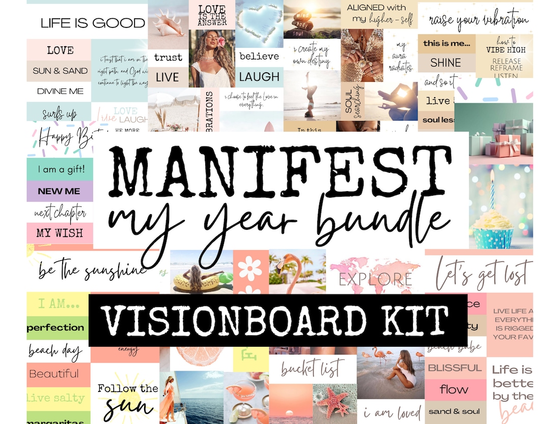 New for 2025! Vision Board Printable for Manifesting Your Best Year, 2000 Photos, Affirmations ...