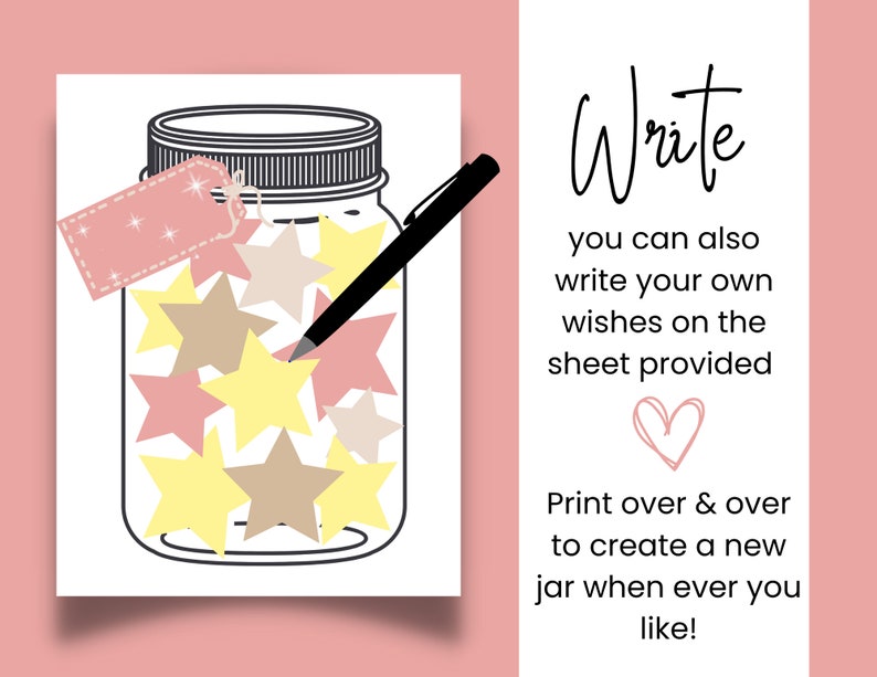 Printable Wish Jar for Vision Board and Activities, New Year Wishes ...