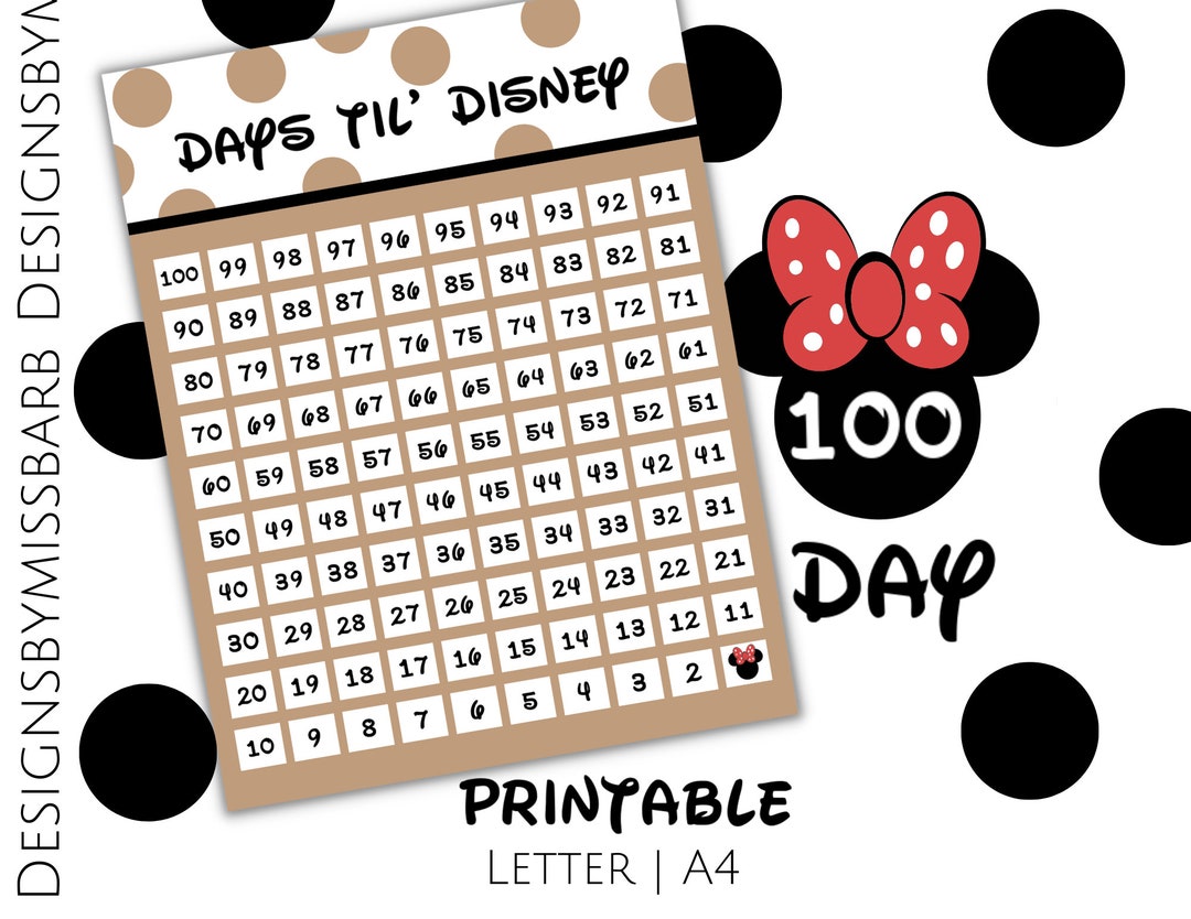 Printable Vacation Countdown Printable, 100 Day Vacation Countdown - Etsy