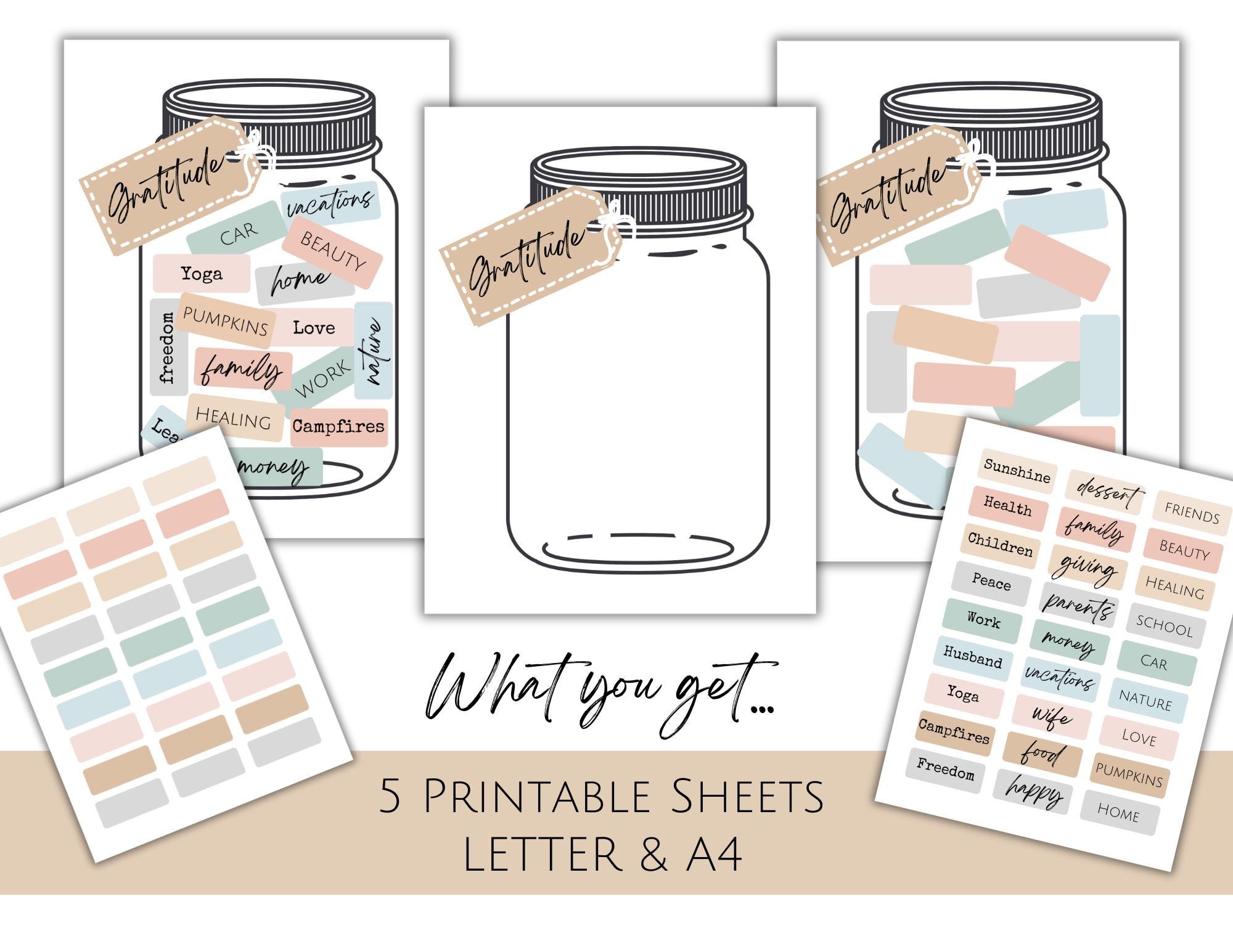 Gratitude Jar Printable, Gratitude Vision Board for Manifesting ...