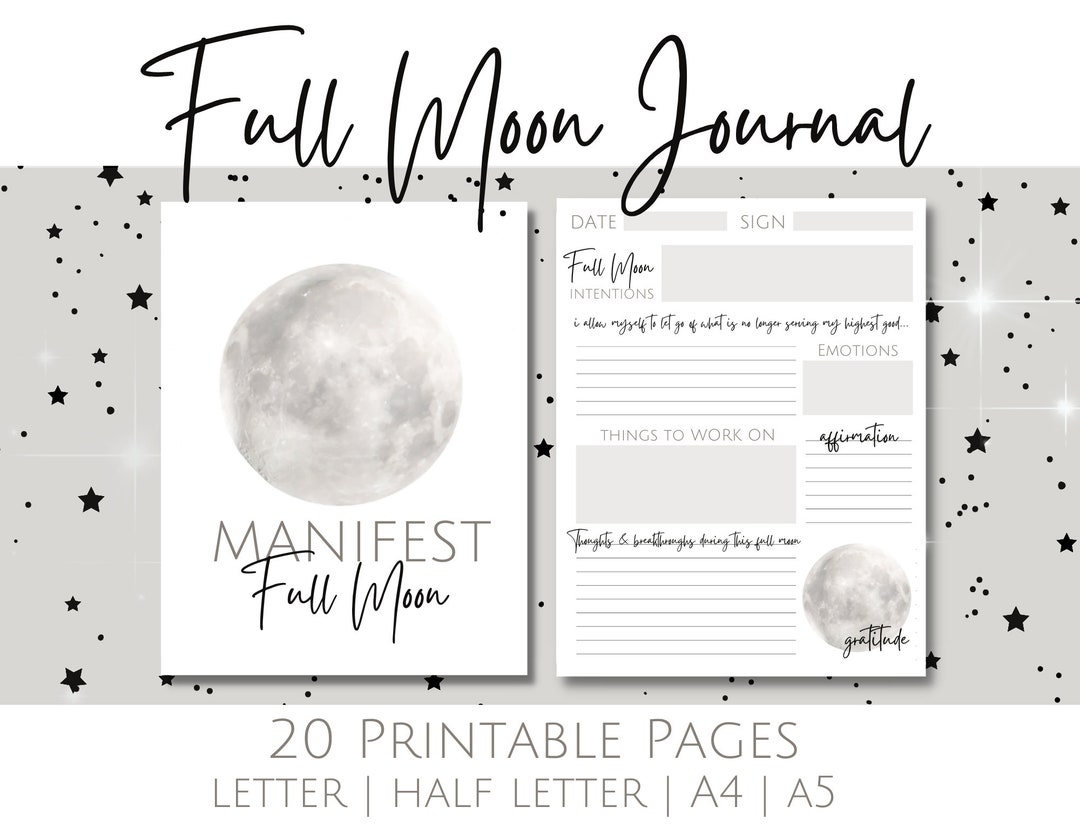 Printable Full Moon Journal Pages for Manifesting With the - Etsy