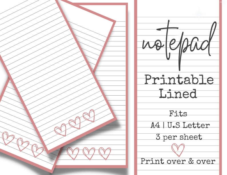 Printable Heart Note Paper for Grocery Lists Note Taking to - Etsy
