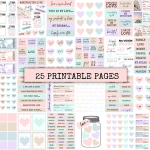 Love Vision Board Printable, Manifest Love With Love Affirmations, Love ...