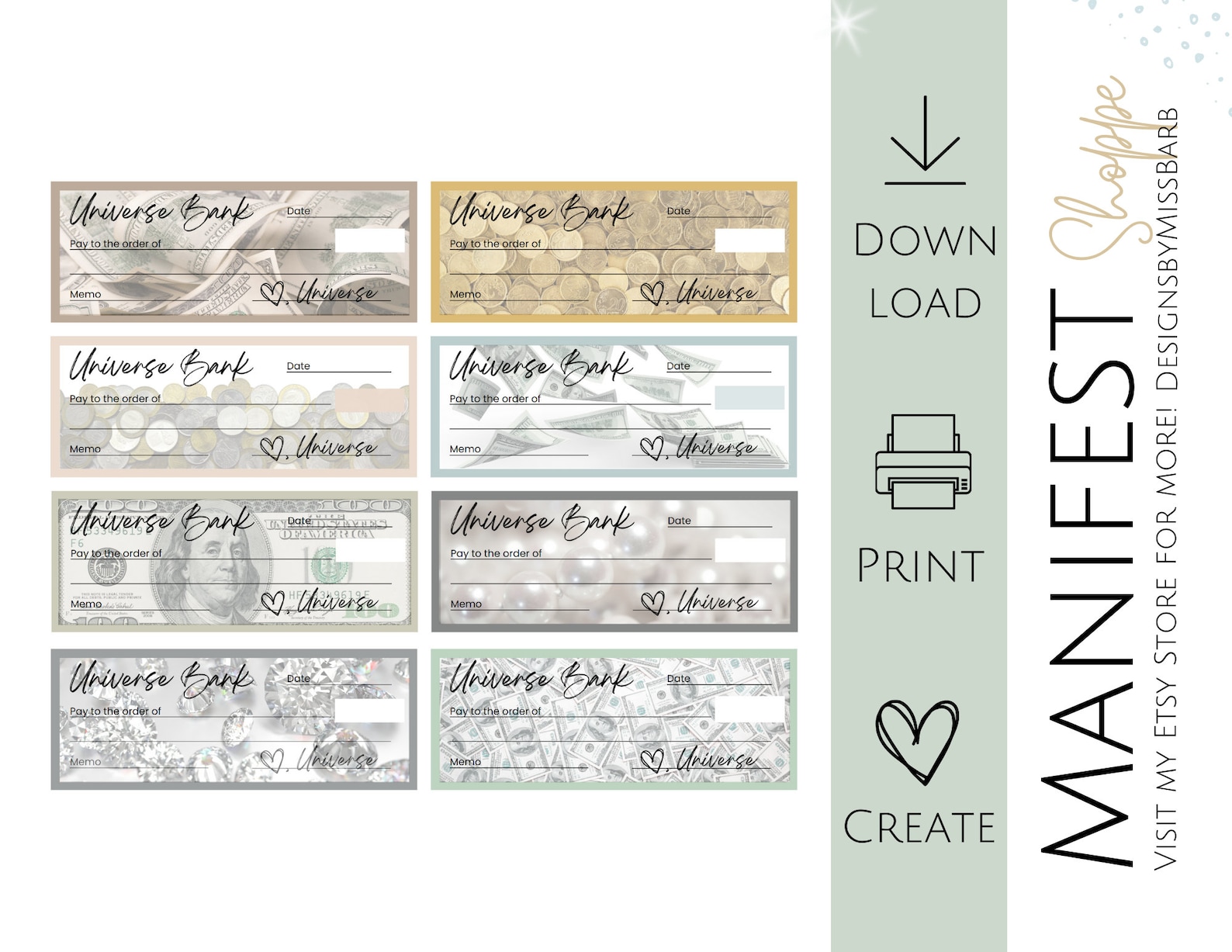 Printable Blank Checks for Manifesting Money Attract - Etsy