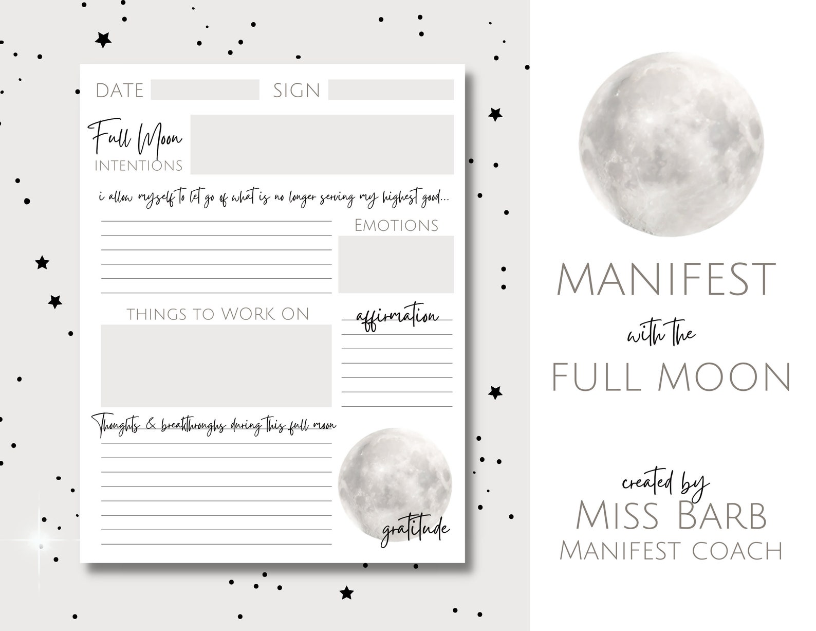 Printable Full Moon Journal Pages for Manifesting With the - Etsy
