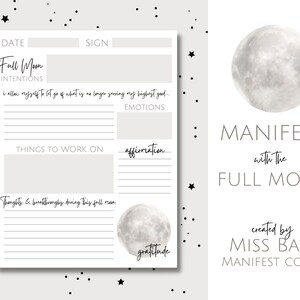 Printable Full Moon Journal Pages for Manifesting With the - Etsy