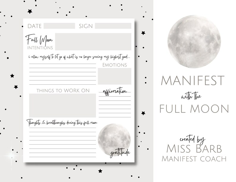 Printable Full Moon Journal Pages for Manifesting With the - Etsy