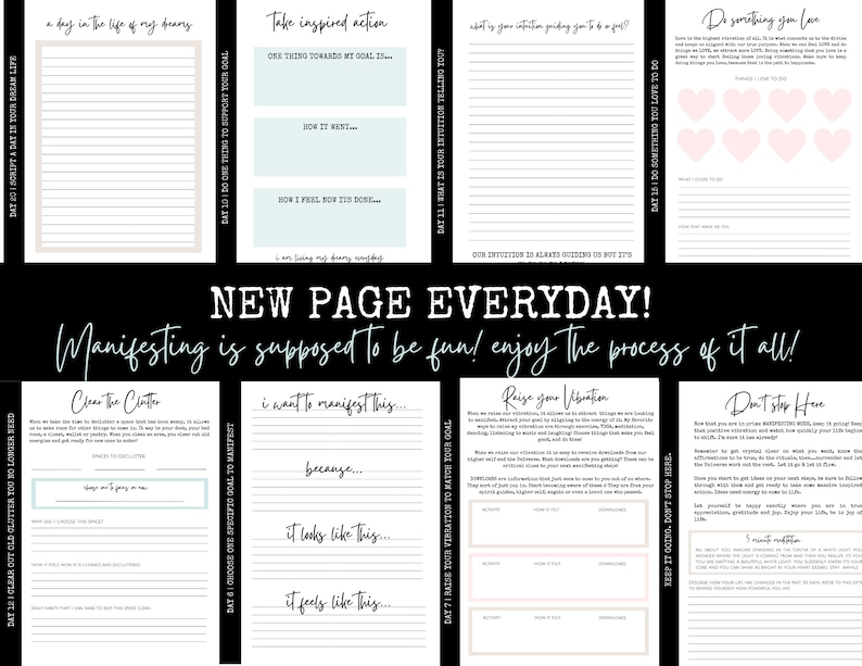 Printable Manifest Challenge Workbook for Manifesting Your Dream Life ...