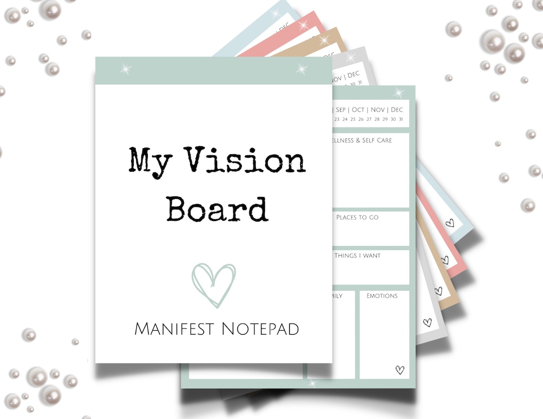 Printable Vision Board Manifesting Notebook for New Year Goals, Self ...