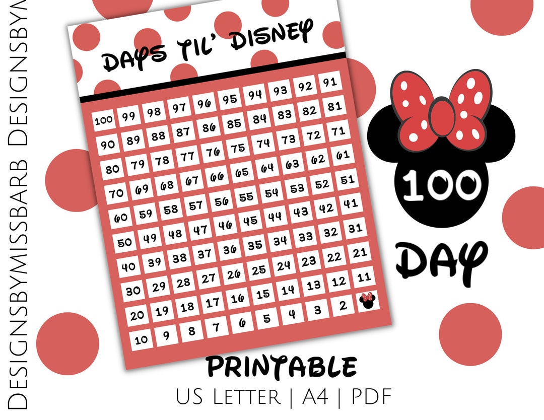 100 Day Printable Vacation Countdown Count Down the Days - Etsy