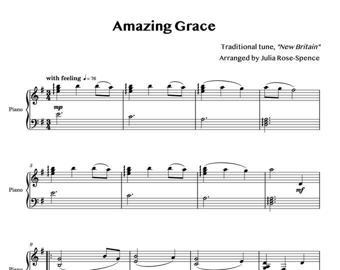 Amazing Grace Easy Piano Sheet Music, Music Teacher, Beginner Piano ...