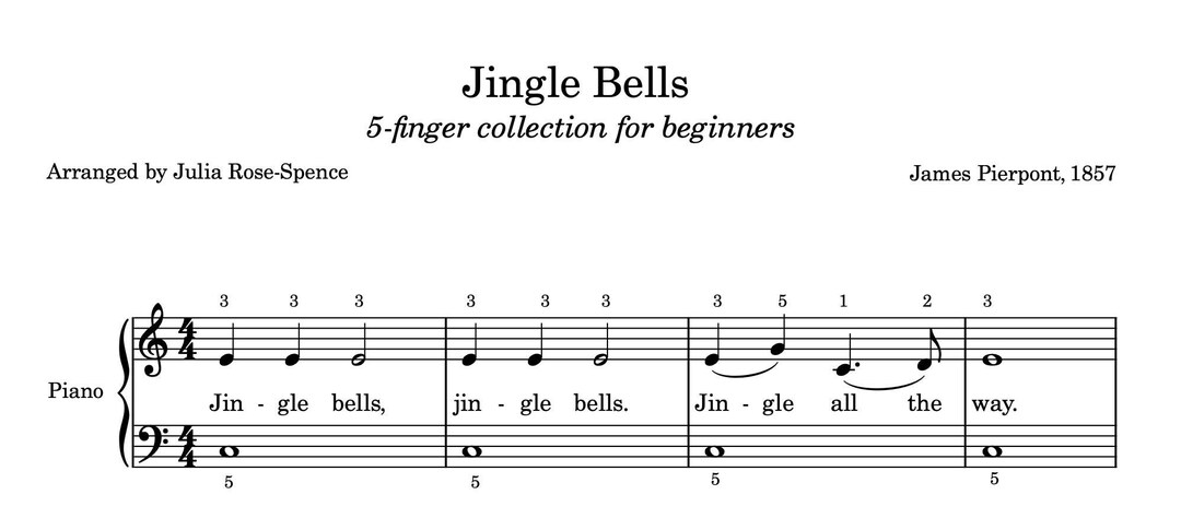 Jingle Bells - Beginner Piano Arrangement - Etsy