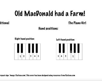 Old Macdonald Had A Farm Easy Piano Sheet Music, Digital Downloadable ...