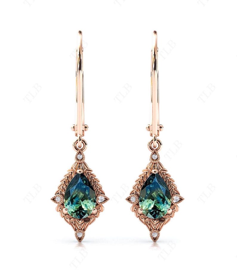 Unique Color Changing Gemstone Earrings for Women Pear Cut Teal ...