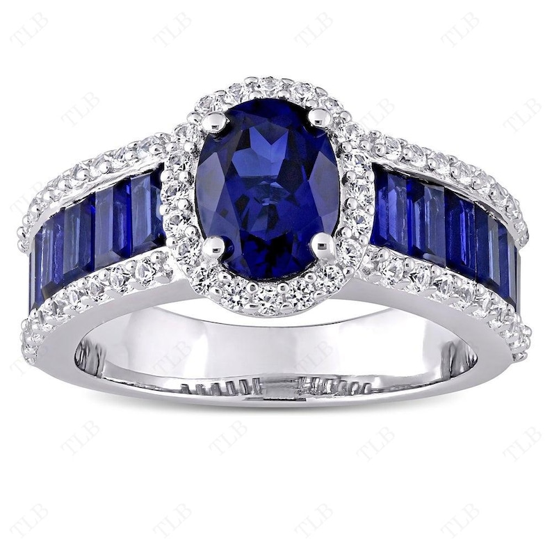 Royal Blue Sapphire Engagement Ring for Women 925 Silver Blue Sapphire ...