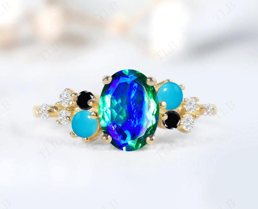 Vintage Peacock Quartz Engagement Ring Vintage Wedding Ring for Women ...