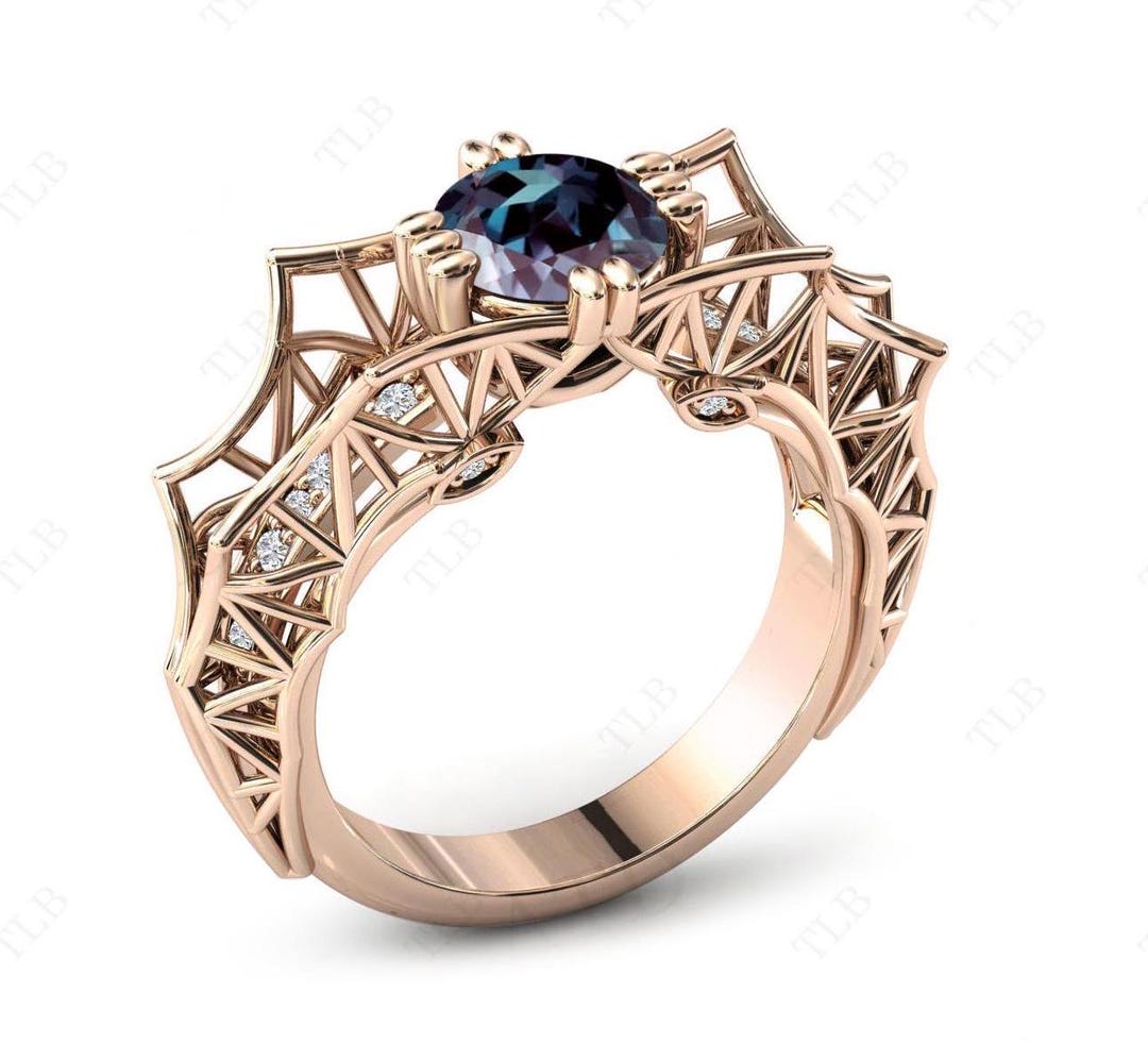 Vintage Alexandrite Engagement Ring Unique Celtic Halloween Ring 925 ...