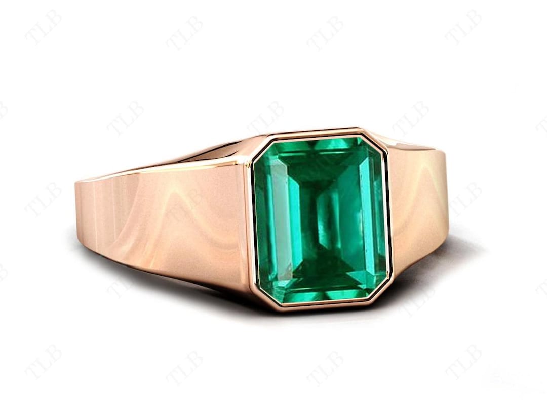 5ct Emerald Wedding Ring 925 Silver Emerald Engagement Ring Rose Gold ...