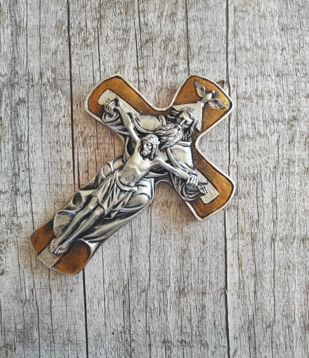 Wall Hanging Cross Silver Gold Holy Trinity Father Son Holy Spirit ...