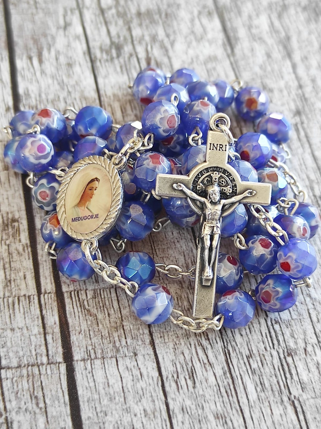 Hand Made Murano Glass Rosary Beads Colourful Rosary Beads,virgin Mary ...