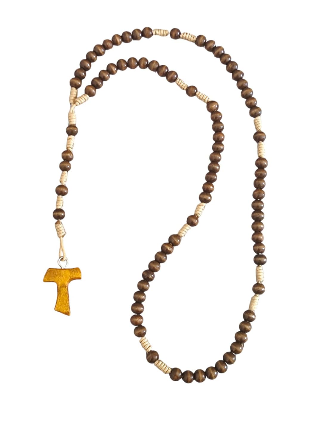 7 Decade Franciscan Rosary Wooden Rosary With St. Francis of Assisi Tau ...