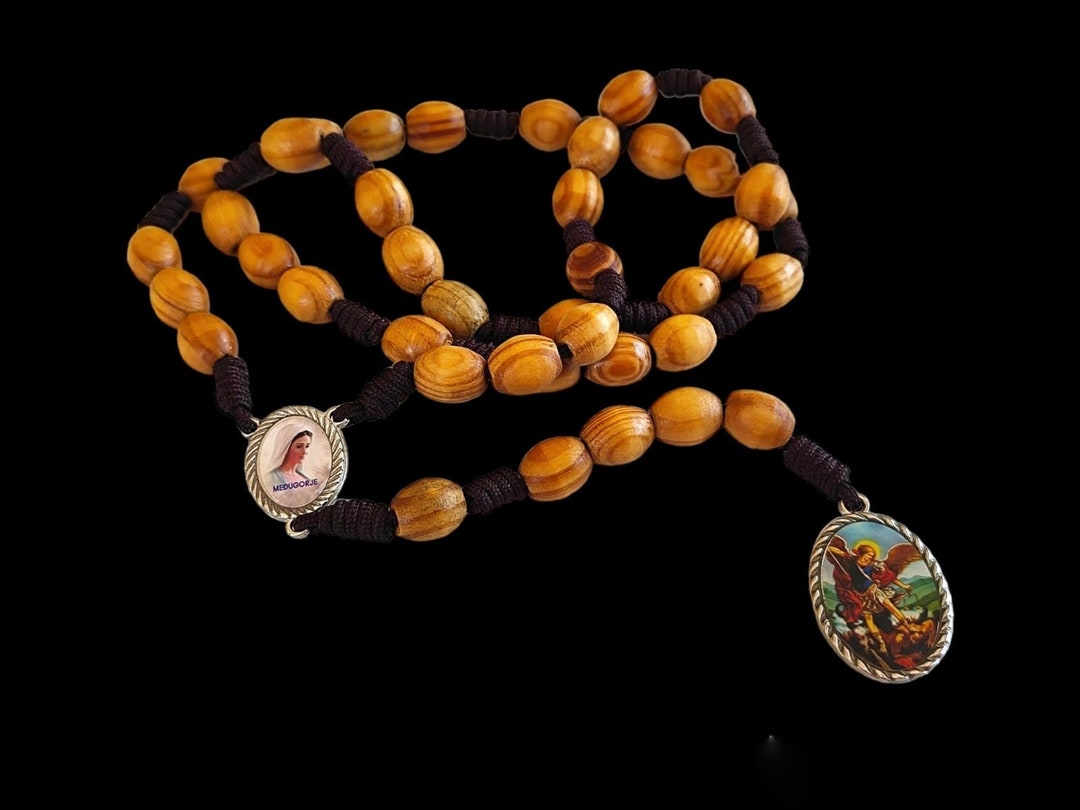 St Michael Rosary the Archangel Rosary Chaplet, Wooden Rosary Catholic - Etsy